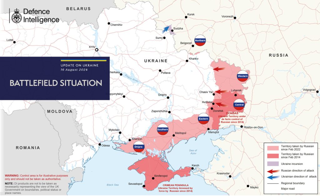 This map, updated on August 16, 2024, offers the latest military ...